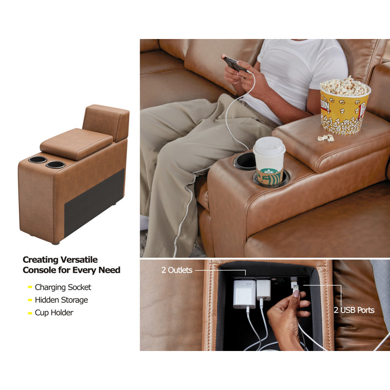 Loveseat with cup holder console store
